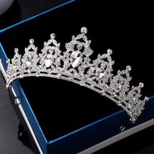 Tiara for Women, Crown and Tiara for Girl Princess, Bride Wedding Happy Birthday Halloween Cosplay Hair Accessories Decorations (Silver)