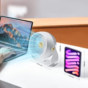 CIVPOWER Air Circulation Desk Fan: Rechargeable Table Fan with 6000 mAh Battery - 4 Speed and Timing - 270° Adjustable Quiet Fan for Bedroom/Office/Camp - White