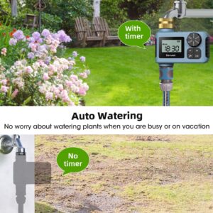 Hose Timer with Brass Inlet, Water Timer for Garden Hose Faucet, Sprinkler Timer Outdoor, Irrigation Timer with Rain Delay/Manual for Garden/Outdoor Hose, Yard, Lawns, 1 Outlet