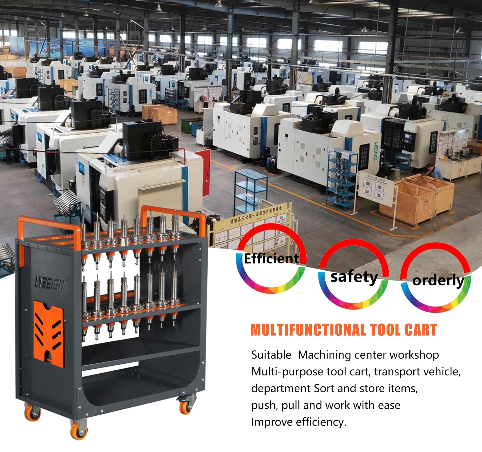 LYREIGN CNC Tool Holder cart, Multi-Purpose CNC Tool Holder Transfer car, CNC Rolling Carts for Ccapto Series Tool Holder, CNC Service Cart for Storehouse Factory