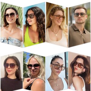 SOJOS Trendy Vintage Aviator Square Sunglasses For Womens Mens Retro 70s UV400 Women Sun Glasses SJ2327 Black Brown Grading Lens