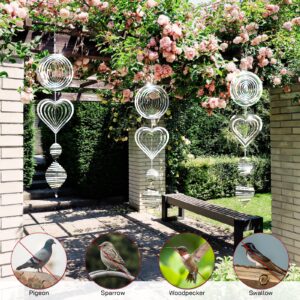 Bird Deterrents for Outside, Reflective 3D Stainless Steel Wind Spinners, Garden Decor, Bird Scare Devices to Keep Woodpeckers, Pigeons Away from Your House, Patio, Orchards