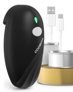 coobiiya powerful electric can opener, rechargeable can opener cordless for seniors for kitchen- automatic stop one touch can electric opener with smooth edge (black)