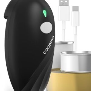 COOBIIYA Powerful Electric Can Opener, Rechargeable Can Opener Cordless for Seniors for Kitchen- Automatic Stop One Touch Can Electric Opener with Smooth Edge (Black)