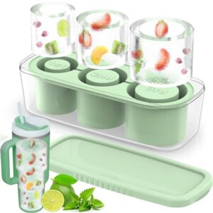 ice cube tray for stanley tumbler, silicone ice molds for freezer, ice maker for whiskey, coffee, bpa-free (green)