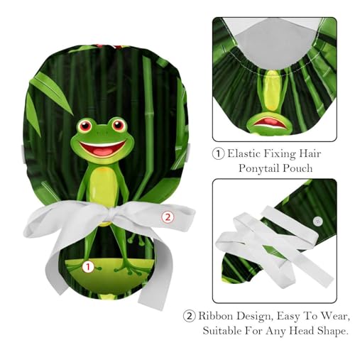 CWAGFEQZ 2-Pc Gourd-Shaped Working Cap,Fisherman Hat with Buttons and Cotton Sweatband,Green Plant Jungle Frog