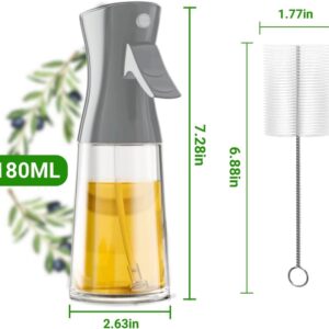 180ml Glass Olive Oil Sprayer, Oil Sprayer with Brush for Cooking - Thick Glass, Strong Spray Force, Kitchen Gadgets Accessories