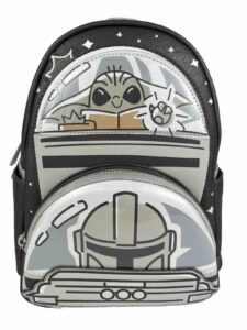 loungefly disney parks 2024 mandalorian grogu mini backpack baby yoda, gray green, 400967076122