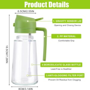 Oil Dispenser Bottle for Kitchen,2 in 1 Olive Oil Dispenser and Oil Sprayer,17oz/500ml Olive Oil Bottle,Oil Sprayer for Cooking,Premium Glass Oil Bottle,Oil Mister Kitchen,Salad,Barbecue(Green)