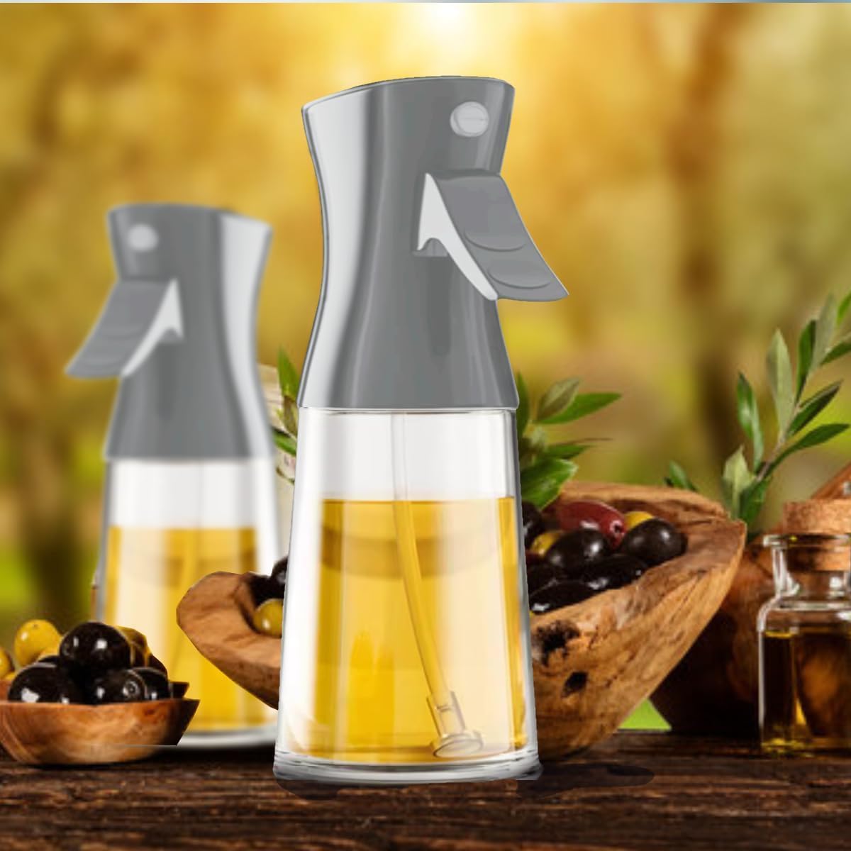 180ml Glass Olive Oil Sprayer, Oil Sprayer with Brush for Cooking - Thick Glass, Strong Spray Force, Kitchen Gadgets Accessories