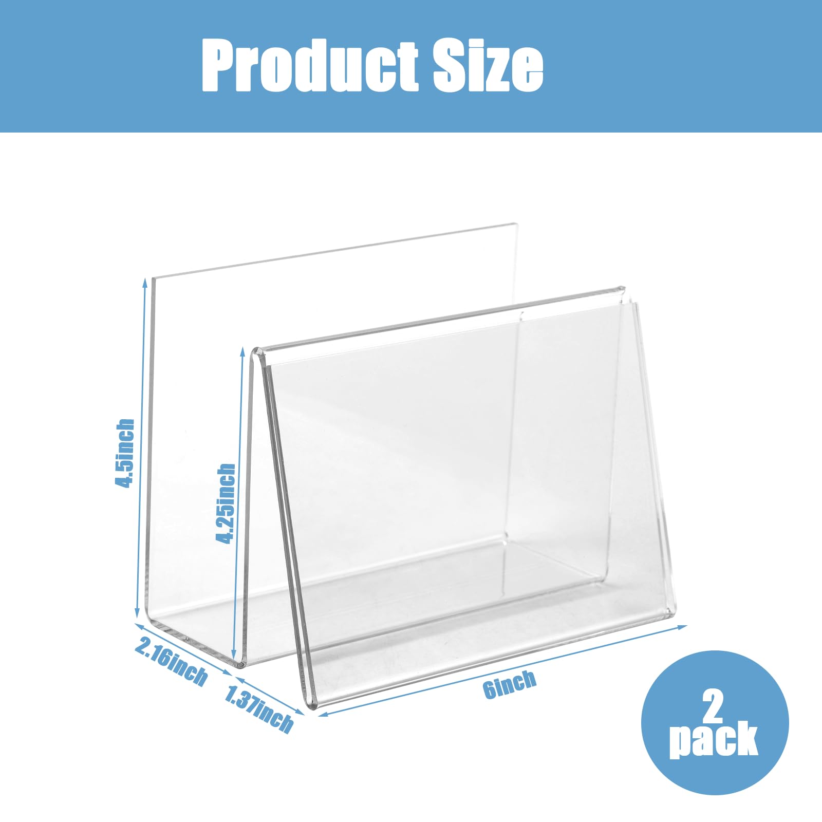 TINSKY 2Pcs Clear Acrylic Postcard Holder Postcard Display Stand Greeting Card Holder Large Business Rack Card Holder for Index Card Organizer Desk Table Office School