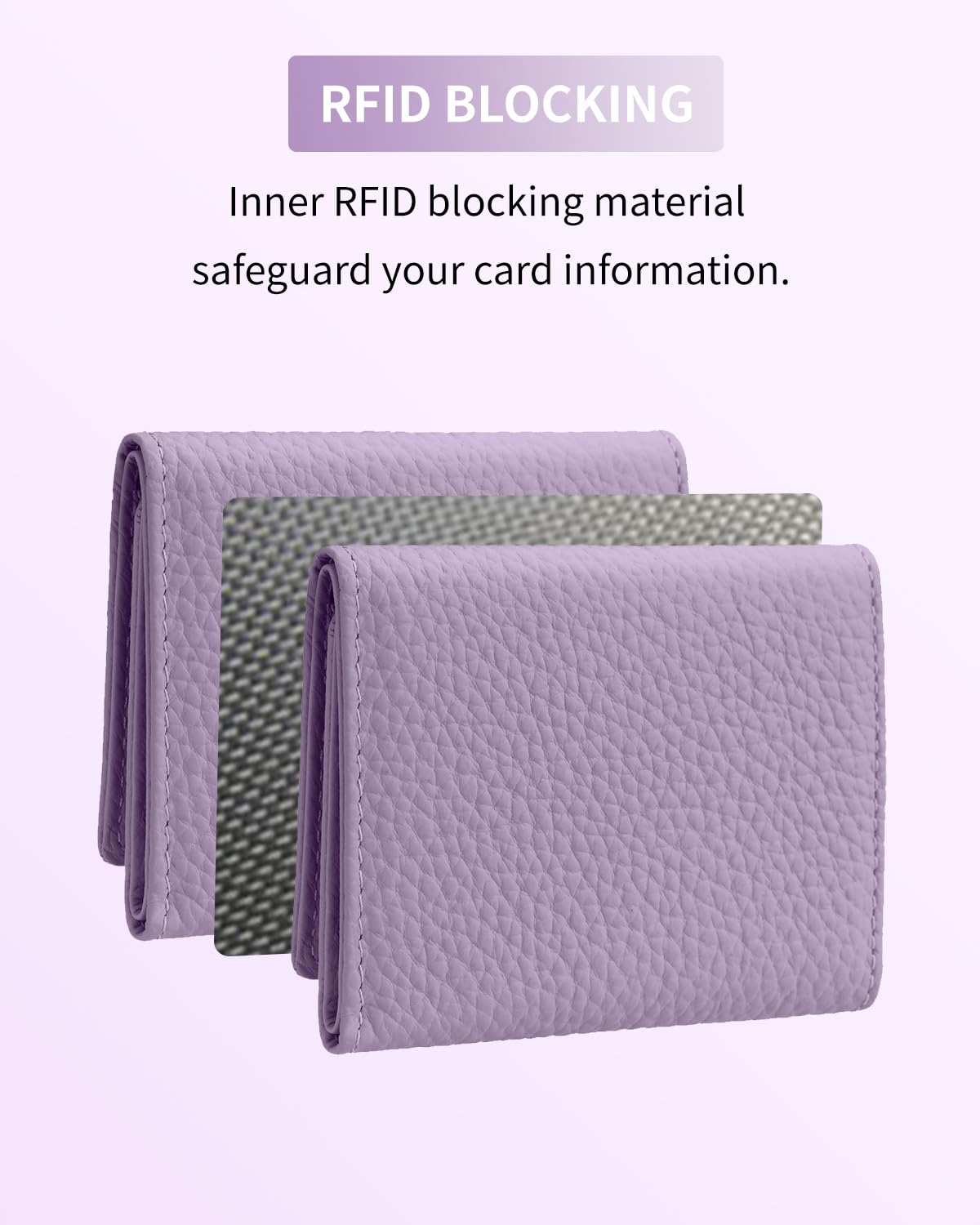 Karmiir RFID Blocking Leather Wallet for Women – Compact Slim Design with Easy-Access Coin Pouch, Cash and Card Slots, Pocket-Friendly Minimalist Wallet, Ideal for Everyday Use (Light Purple)