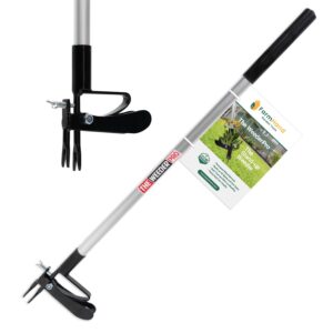 farmhand weederpro - stand up weed puller with 42" long handle | commercial grade handle with powder coated steel claw | removes weeds with no bending no kneeling