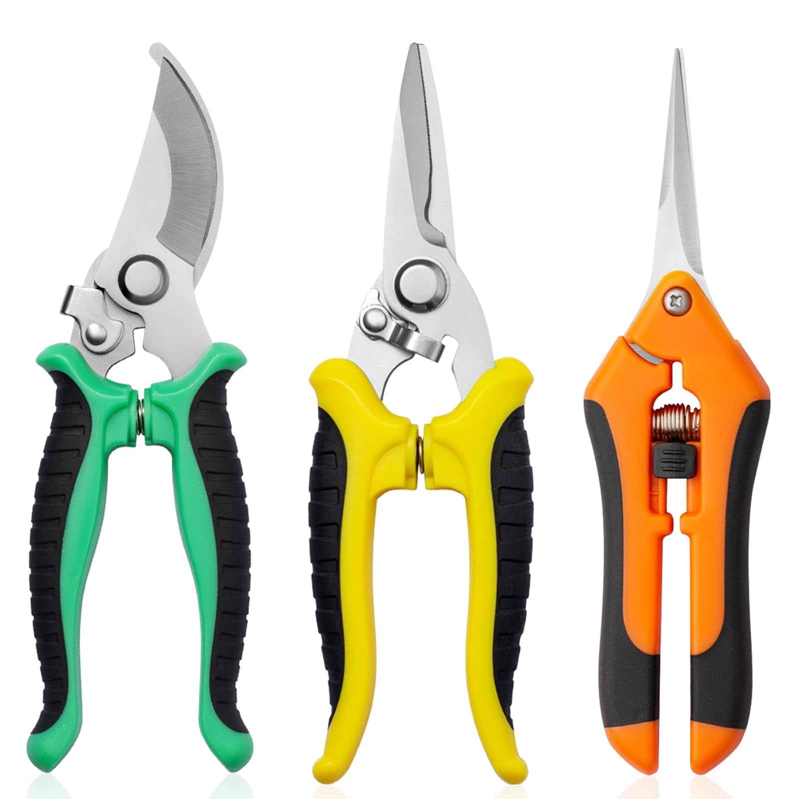 Garden Pruning Shears 3 Pack Gardening Shears Garden Scissors Stainless Steel Garden Shears Pruning Scissors Garden Clippers Pruning Shears for Gardening Garden Tools