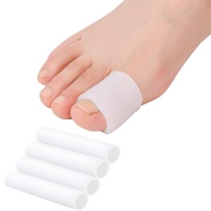 hoogoo gel big toe sleeves 4 pack, toe tubes protectors pads for big toe, relief pain from corns, blisters, calluses, sore, bent, stubbed hammer toes