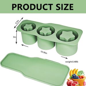 Ice Cube Tray for Stanley Tumbler Cup,Silicone Ice Cube Molds with Lid Cylinder, 30-40 oz Tumbler Ice Mold for Chilling Cocktails, Coffee, Drinks, Whiskey, Easy Fill and Release Ice Maker (green)