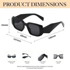 setigblom Trendy Y2K Rectangle Sunglasses for Women Men 90s Glasses Retro Shades Square Frame