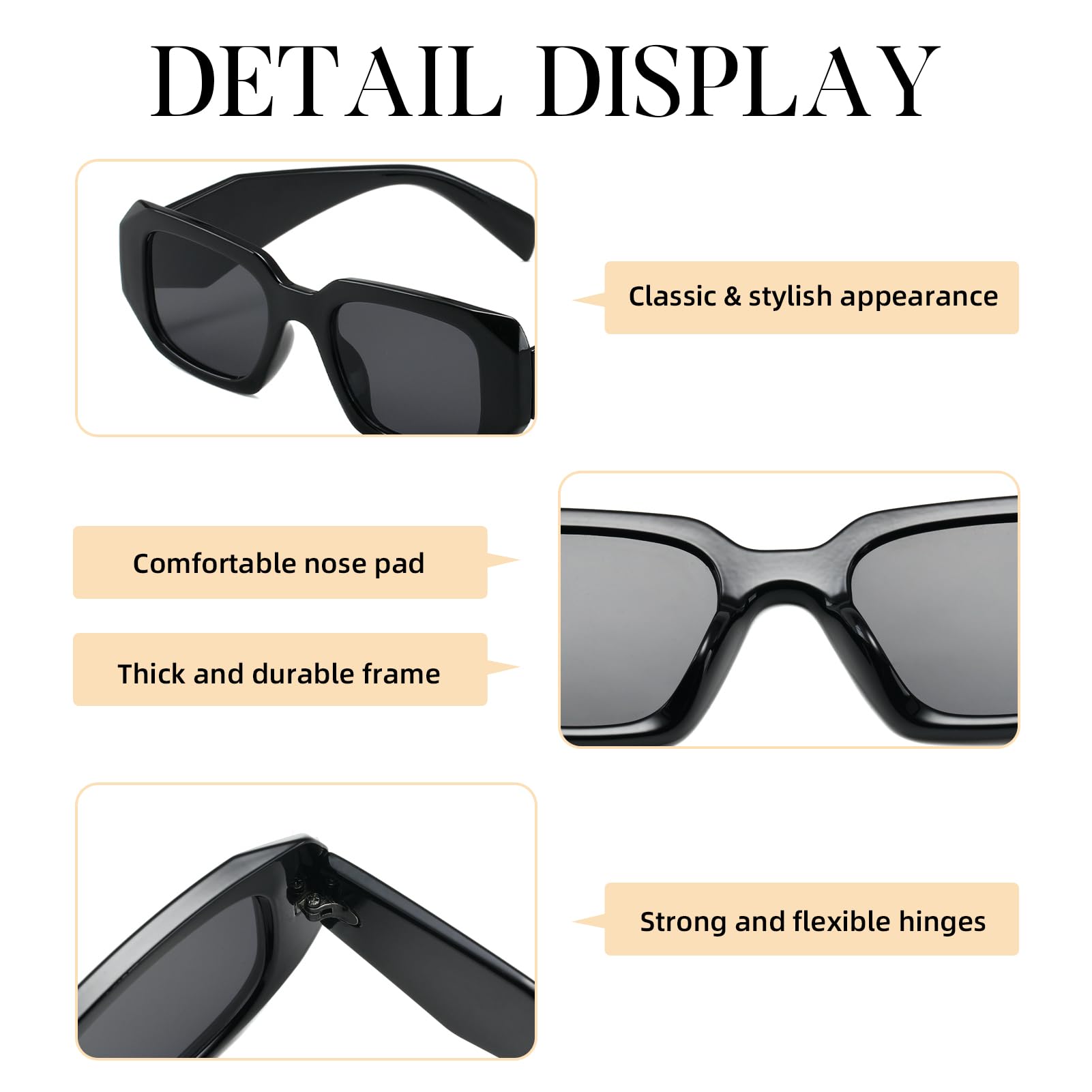 setigblom Trendy Y2K Rectangle Sunglasses for Women Men 90s Glasses Retro Shades Square Frame