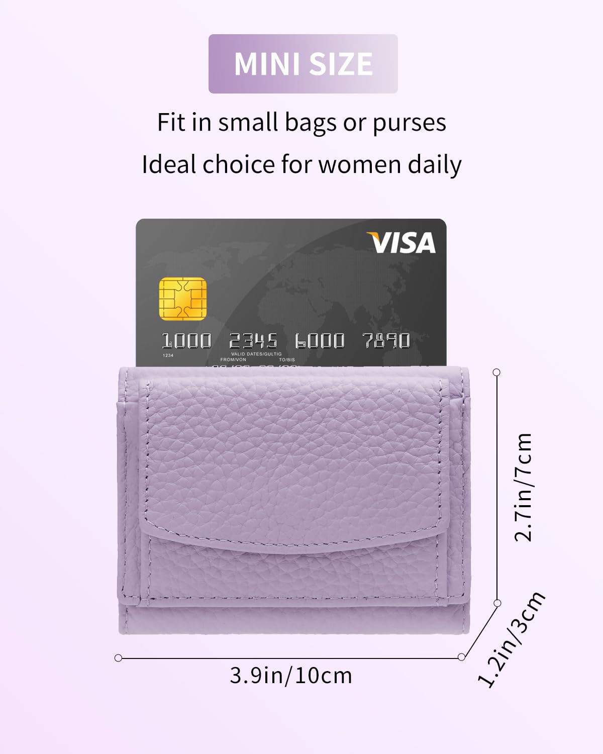 Karmiir RFID Blocking Leather Wallet for Women – Compact Slim Design with Easy-Access Coin Pouch, Cash and Card Slots, Pocket-Friendly Minimalist Wallet, Ideal for Everyday Use (Light Purple)