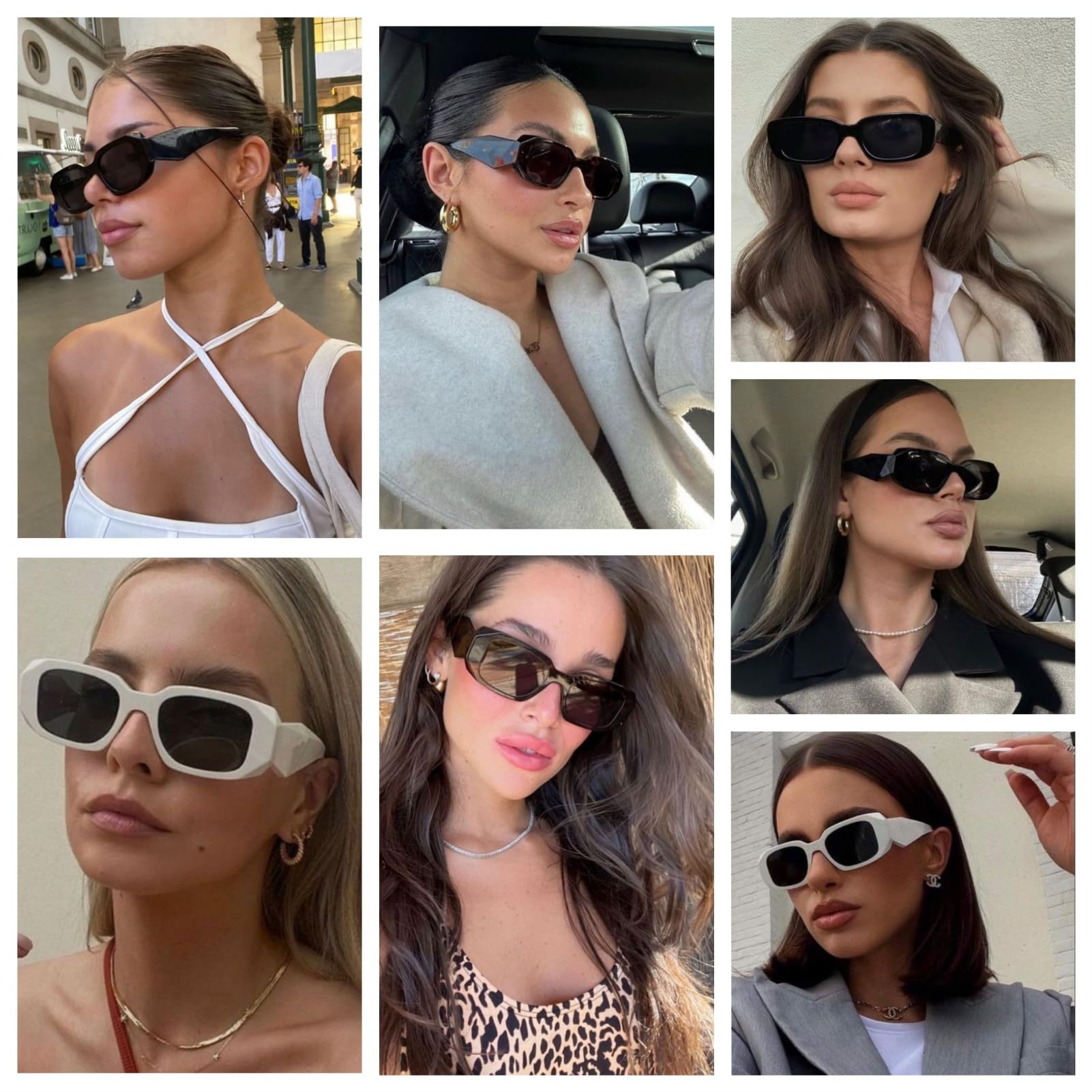 setigblom Trendy Y2K Rectangle Sunglasses for Women Men 90s Glasses Retro Shades Square Frame