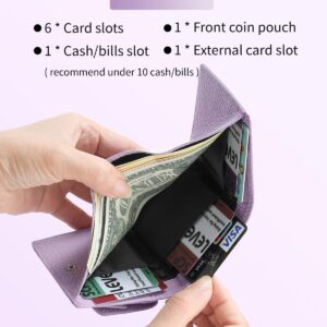 Karmiir RFID Blocking Leather Wallet for Women – Compact Slim Design with Easy-Access Coin Pouch, Cash and Card Slots, Pocket-Friendly Minimalist Wallet, Ideal for Everyday Use (Light Purple)