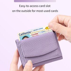 Karmiir RFID Blocking Leather Wallet for Women – Compact Slim Design with Easy-Access Coin Pouch, Cash and Card Slots, Pocket-Friendly Minimalist Wallet, Ideal for Everyday Use (Light Purple)