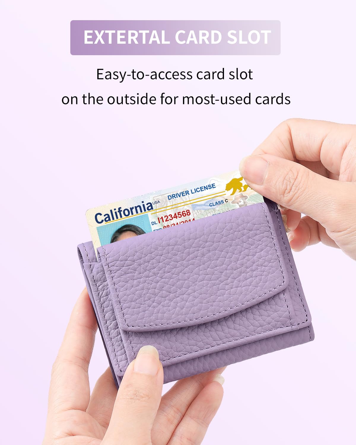 Karmiir RFID Blocking Leather Wallet for Women – Compact Slim Design with Easy-Access Coin Pouch, Cash and Card Slots, Pocket-Friendly Minimalist Wallet, Ideal for Everyday Use (Light Purple)