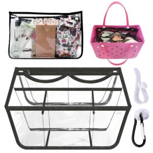 everfunny clear waterproof organizer bag with 2 hooks for bogg bag, insert pouch for organizing divide space