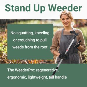 FarmHand WeederPro - Stand up Weed Puller with 42" Long Handle | Commercial Grade Handle with Powder Coated Steel Claw | Removes Weeds with No Bending No Kneeling