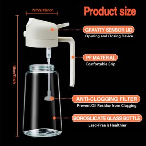 Generic 2 In 1 Oil Dispenser And Oil Sprayer, 16 Oz/470 Ml Oil Dispenser For Kitchen Spray, With Fine Mist Nozzle, Suitable For Cooking, Air Fryer, Salad, Grilling, Baking (Black, 470ml/16oz)