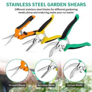 Garden Pruning Shears 3 Pack Gardening Shears Garden Scissors Stainless Steel Garden Shears Pruning Scissors Garden Clippers Pruning Shears for Gardening Garden Tools