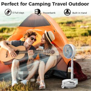 Battery Operated Fan - 20000mAh Rechargeable Camping Fan, 112H Runing Time, Oscillating Foldable Fan with Remote & LED Light, Timer & Digital Display Foldaway Fan for Travel Outdoor RV Hurricane