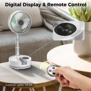 Battery Operated Fan - 20000mAh Rechargeable Camping Fan, 112H Runing Time, Oscillating Foldable Fan with Remote & LED Light, Timer & Digital Display Foldaway Fan for Travel Outdoor RV Hurricane