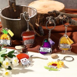 Siifert 20 Sets Emotional Support Keychain Bulk with Tassels Employee Appreciation Gift Acrylic Potato Pickle Mushroom Christmas Gift