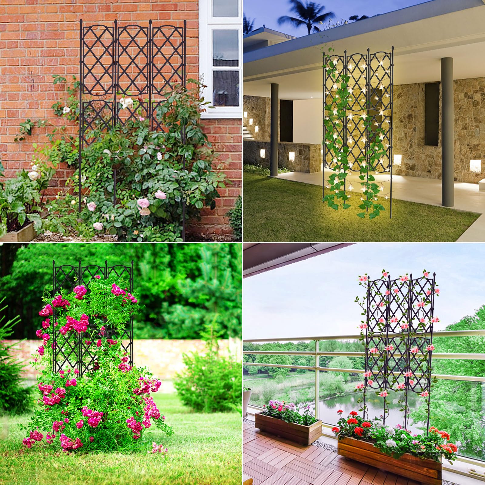 Garden Trellis for Climbing Plants, Deaunbr Plant Support Obelisk Trellis Garden Trellises for Vines, Flowers Stands, Raised Bed, Outdoor & Indoor Potted Plants, Tomato, Rose, Cucumber, Pea, Clematis