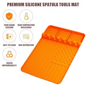 Silicone Griddle Tools Mat for Blackstone,Grill BBQ Caddy Utensils Holder for Kitchen,Cooking & Countertop,Large Spatula Mat with Drip Pad,Griddle Accessories for Blackstone (orange-2)