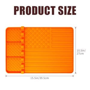 Silicone Griddle Tools Mat for Blackstone,Grill BBQ Caddy Utensils Holder for Kitchen,Cooking & Countertop,Large Spatula Mat with Drip Pad,Griddle Accessories for Blackstone (orange-2)