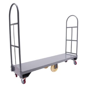 Platform Hand Truck, 64.6L x 51.2H Narrow Aisle Heavy Duty Steel Dolly U-Boat Cart w/6 Wheels,Industrial Transportation Mobile Equipment Trolleys, 2000lbs Capacity with Dual Removable Handles