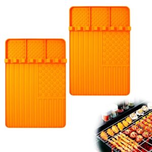 silicone griddle tools mat for blackstone,grill bbq caddy utensils holder for kitchen,cooking & countertop,large spatula mat with drip pad,griddle accessories for blackstone (orange-2)