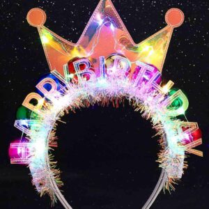 Zoestar Light Up Happy Birthday Crown Headband Glow Ball Hair Bands Sparkly Birthday Party Hair Accessories Women(Colorful)