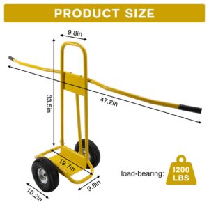 biosp Panel Truck Dolly Cart with 1200 LBS Load Capacity All Terrain Drywall Sheet Cart with Wheels Heavy Duty Rolling Panel Dolly Service Cart for Handling Sheetrock Drywall Plywood Lumar, Yellow