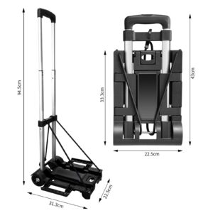 Aluminum Folding Hand Trucks,Small Folding Hand Truck Dolly with 2 Wheels,Collapsible Cart Portable Dolly,Lightweight Travel Hand Truck/Heavy Duty Moving Dolly for Airport Travel Moving Use