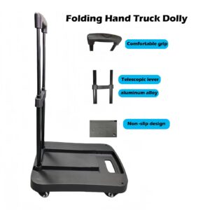 ASCSAPX Folding Hand Truck,Dolly Cart with 4 * 360°Rotate Wheels,200 lbs Heavy Duty Truck and Portable Cart,Travel, Moving, Shopping, Office Use, Black