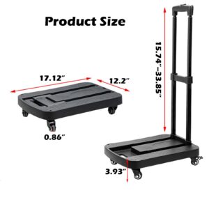 ASCSAPX Folding Hand Truck,Dolly Cart with 4 * 360°Rotate Wheels,200 lbs Heavy Duty Truck and Portable Cart,Travel, Moving, Shopping, Office Use, Black