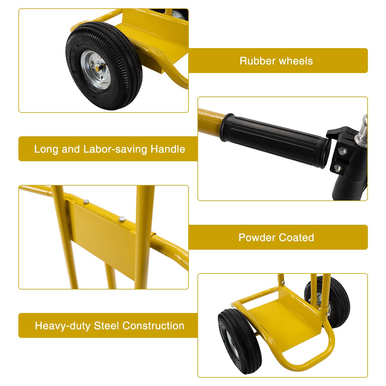 biosp Panel Truck Dolly Cart with 1200 LBS Load Capacity All Terrain Drywall Sheet Cart with Wheels Heavy Duty Rolling Panel Dolly Service Cart for Handling Sheetrock Drywall Plywood Lumar, Yellow