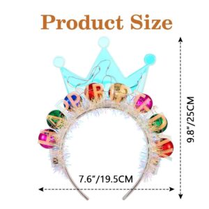 Zoestar Light Up Happy Birthday Crown Headband Glow Ball Hair Bands Sparkly Birthday Party Hair Accessories Women(Colorful)