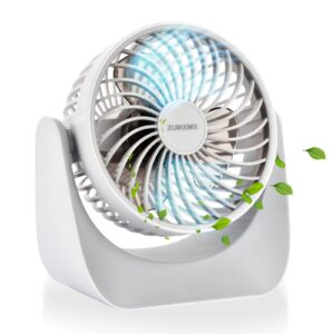 desk fan with strong airflow, 6.8 inch quiet small portable table fan, brushless motor, 3 speed settings, 360° adjustable tilt head, rechargeable, battery powered fan for home or office, travel