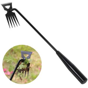 sixcar weeding tools,portable garden weeder tool,2024 new manganese steel weed puller,for hand weeder for vegetable gardening backyard farm planting & uprooting weeding tool (black 5-tooth)