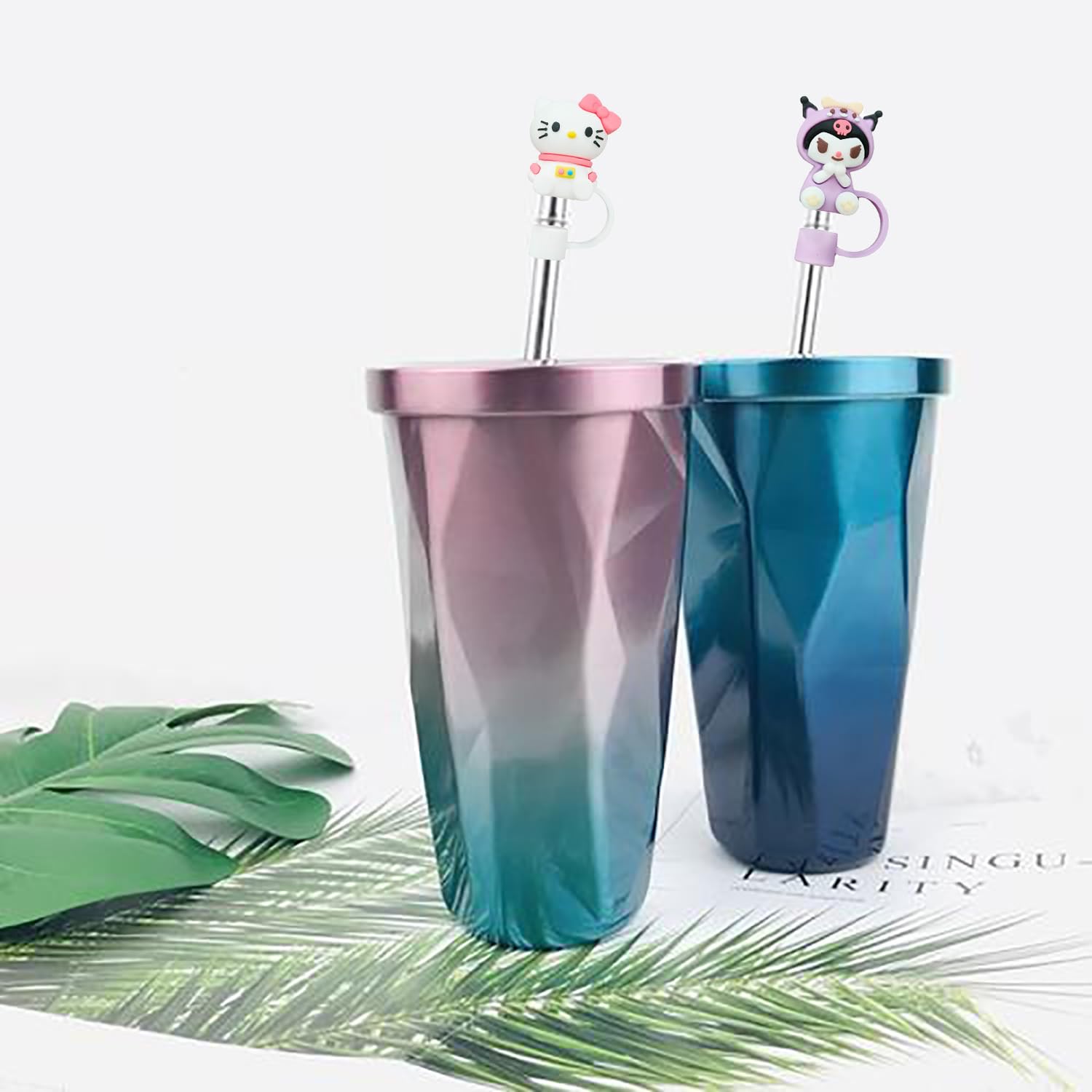 4pcs Straw Cover Cute Design Straw Topper for Stanley 30 Oz 40Oz Tumbler Straw Topper 10mm 0.4in Dust-Proof Reusable Straw Tips Lids