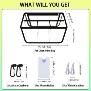 6Pcs Clear Beach Bag Organizer Accessories 17.7X10.5X8in for Bogg Bag X Large Storage Bag, with Insert Phone Holder and Hooks key Holder for Bogg Bag Organizing Your Bag and Divide Spac